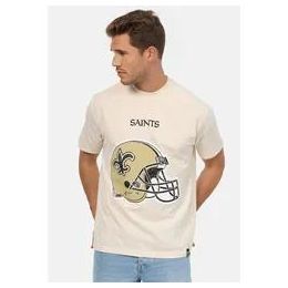 T-Shirt Recovered "NFL Saints Helmet Relaxed", Herren, Gr. S, beige, 100% Baumwolle, bedruckt, normal, Rundhals, Shirts, für alle Fans der New Orleans Saints