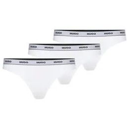 String HUGO UNDERWEAR "TRIPLET THONG STRIPE", Damen, Gr. M, weiß (weiß 100), Jersey, Obermaterial: 95% Baumwolle, 5% Elasthan, Unterhosen, elastischer Bund mit Logo, enganliegend