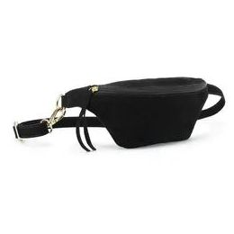 Bauchtasche ELBSAND "Umhängetasche", Damen, Gr. B/H/T: 26cm x 12cm x 7cm, schwarz, Veloursleder, unifarben, Taschen, aus Leder, Brusttasche, Schultertasche, Crossbody Bag