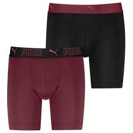 Langer Boxer Puma "Puma MEN SPORT MICROFIBER LONG BOXERS", Damen, Gr. M, burgundy, Obermaterial: 88% Polyester, 12% Elasthan, normal, Unterhosen, mit Logo-Bund