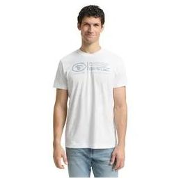 Print-Shirt Tom Tailor "Tom Tailor Herren T-Shirt Frontprint", Herren, Gr. XL, weiß, Obermaterial: 100% Baumwolle, regular fit, Rundhals, Shirts