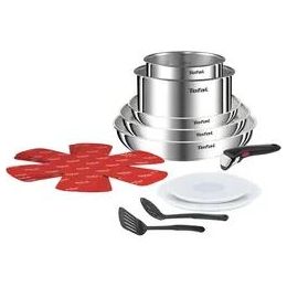 Topf-Set Tefal "Ingenio Emotion", grau (edelstahl), Töpfe, Premium Edelstahl, abnehmbarer Griff, platzsparend, stapelbar