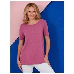 Longshirt Classic Basics "Longshirt", Damen, Gr. 40, pink (magenta, meliert), 65% Polyester, 35% Baumwolle, meliert, Rundhals, Shirts Longshirt