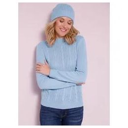 Strickmütze Classic Basics, Damen, blau (eisblau), Kunstfaser, Mützen