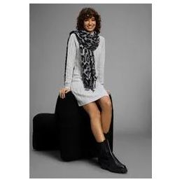 Modeschal Laura Scott, Damen, grau, schwarz, Web, Obermaterial: 100% Polyester, gemustert, Modet&uuml;cher, im trendigen Leopard-Design mit Fransen - NEW