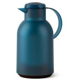 Isolierkanne Emsa "Samba", blau (transluzent, ozeanblau), B:14,4cm H:28cm, Glas, Kunststoff, Kannen, XXL-Modell, zeitloses Design, einfacher Knopfdruck, 24h kalt, 12h warm