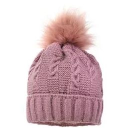 Strickmütze MaxiMo, Baby, Gr. 53, lila (elderberry), Strick, Materialmix, unifarben, Mützen, angenehmer Materialmix, gefüttert, Bommel, breiter Umschlag