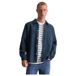 Marc O'Polo Langarmhemd MARC O'POLO DENIM, Herren, Gr. M, N-Gr, blau (azurite), Web, Obermaterial: 53% Leinen, 47% Baumwolle, Manschette, Hemden, relaxed, Leinenmischung