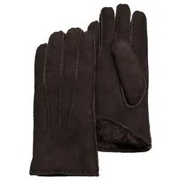 Lederhandschuhe Pearlwood "NORTH", Damen, Gr. 8,5, braun (schwarzbraun), Schafsleder, unifarben, Handschuhe, warm gefüttert, Ziernähte, Temperaturregulierend