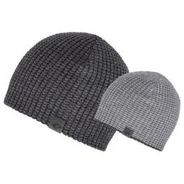 Wendemütze Chillouts "Matthew Hat", Damen, grau (dunkelgrau, light grau), Strick, Materialmix, Mützen, mit dezentem Logo-Patch