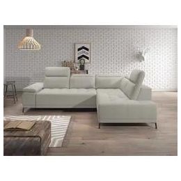 Ecksofa WERK2 "Memo Focus-L, elektrisch erweiterbare Sitztiefe um ca. 30 cm, L-Form", natur, B:204cm H:82cm T:278cm, 92% Polyester, 8% Nylon, Sofas, Komfort nach Maß: Ausziehbare Sitztiefe, verstellbare Kopfteile & Füße