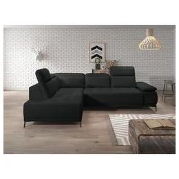 Ecksofa WERK2 "Memo Focus-L, elektrisch erweiterbare Sitztiefe um ca. 30 cm, L-Form", grau, B:204cm H:82cm T:278cm, 100% Polyester, Sofas, Komfort nach Maß: Ausziehbare Sitztiefe, verstellbare Kopfteile & Füße