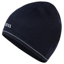 Strickmütze BOSS Green "Arveso Beanie", Damen, dunkelblau 402, Strick, Wollmischung, unifarben, Mützen, mit reflektierendem Label-Schriftzug