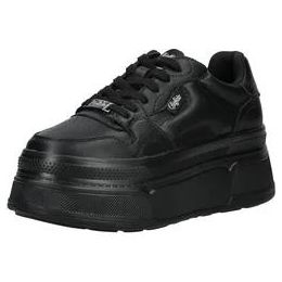 Plateausneaker Buffalo "Buffalo Sneaker Lederimitat", Damen, Gr. 39, schwarz, Lederimitat, Schuhe