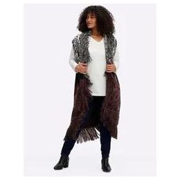 Fransenweste sheego BY JOE BROWNS, Damen, Gr. 40/42, schwarz, rotbraun, gemustert, 75% Polyacryl, 22% Polyester, 3% Elasthan, Paisley, gemustert, mehrfarbig, Westen