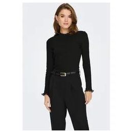 Langarmshirt Only "ONLLESLIE L/S LACE MIX TOP JRS", Damen, Gr. XS, schwarz, Jersey, Obermaterial: 95% Baumwolle, 5% Elasthan, unifarben, Spitzenkante, Shirts