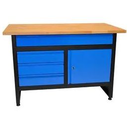 Güde Werkbank GÜDE "GW 3/1", blau (blau, schwarz), B:120cm, Holz, Metall, Werkbänke