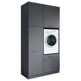 Mehrzweckschrank-Set LAUNDREEZY "Laundreezy, 4-tlg. Mehrzweckschrank-Set B/H/T 118/238/68 cm", anthrazit matt, B:118cm H:238cm T:68cm, Holzwerkstoff, Kastenmöbel-Sets, Breite 118 cm, Soft-Close-Funktion für Türen
