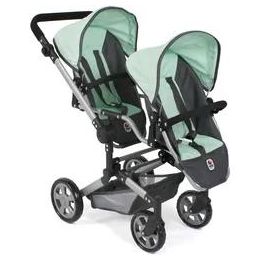 Bayer Chic 2000 Puppen-Zwillingsbuggy CHIC2000 "Linus Duo", grün (grau, mint), Puppenwagen, KinderB:80cm H:79cm T:80cm, Kunststoff, Polyester, Stahl, mit zwei abnehmbaren, bis in Liegeposition verstellbaren Sportsitzen, B:80cm H:79cm T:80cm