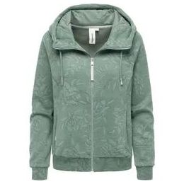Sweatjacke Ragwear "Fllawia Print", Damen, Gr. S (36), dusty, 70% Baumwolle, 30% Polyester, gerade hüftbedeckend, hoch geschlossener Ausschnitt, eng Rippstrickbündchen, Sweatjacken, modische Damen Zip-Jacke mit Allover-Print