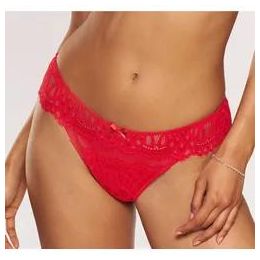 String Lascana "Cara", Damen, Gr. 36/38, rot, Spitze, Obermaterial: 87% Polyamid, 13% Elasthan, körpernah, Unterhosen, aus dezent transparenter Spitze, anteilig aus recyceltem Material