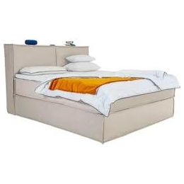 Boxspringbett Home Affaire "Sophielle, erhältlich in den Breite 160, 180 & 200cm", beige, B:186cm L:223cm, 100% PES, Komplettbetten, inkl. Topper und Taschen-Federkernmatratze