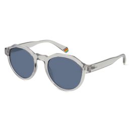 Polaroid PLD 6207/S | Unisex-Sonnenbrille | Fassung: Vollrand, Geometrisch, Kunststoff, Grau | Glasfarbe: Blau