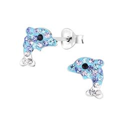 schmuck23 Ohrringe 925 Silber Delfin in Blau | Gr.: onesize