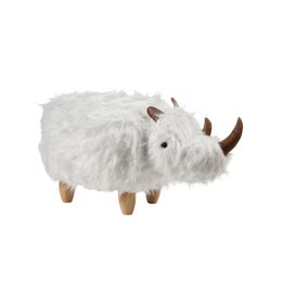 Beliani Tierhocker WOOLLY in Wei&szlig;/Braun - (W) 66 x (H) 37 x (L) 36 cm | Gr.: onesize