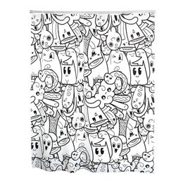Ridder Duschvorhang Folie Doodle inkl. Duschvorhangringe schwarz 180x200 cm | Gr.: onesize