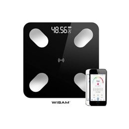 Wisam B2017 Smart App Digital Personenwaage Bluetooth iOS Android Schwarz | Gr.: onesize
