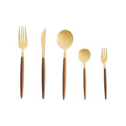 Beliani 30-tlg Besteck Set GEMELLI in Gold/Braun | Gr.: onesize
