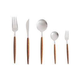 Beliani 30-tlg Besteck Set GEMELLI in Silber/Braun | Gr.: onesize