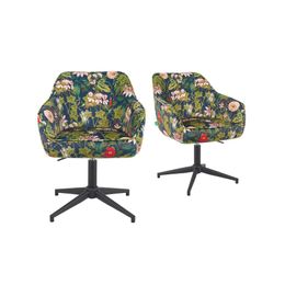 DUBI Möbel 2er-Set: Bürostuhl Mika-Caro in Blumen - (B)60 x (H)79 x (T)61 cm | Gr.: onesize