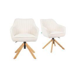 DUBI Möbel 2er-Set: Bürostuhl Mika-Olea in Creme - (B)60 x (H)83 x (T)61 cm | Gr.: onesize