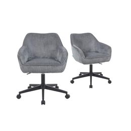 DUBI Möbel 2er-Set: Bürostuhl Mika-Elio in Grau - (B)60 x (H)80 x (T)61 cm | Gr.: onesize