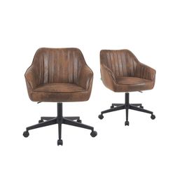 DUBI Möbel 2er-Set: Bürostuhl Mika-Elio in Braun - (B)60 x (H)80 x (T)61 cm | Gr.: onesize