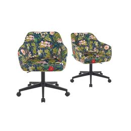 DUBI Möbel 2er-Set: Bürostuhl Mika-Elio in Blumen - (B)60 x (H)80 x (T)61 cm | Gr.: onesize
