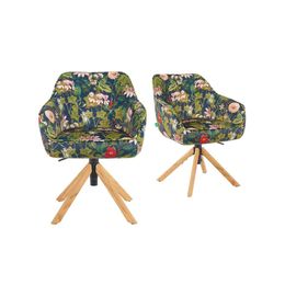 DUBI Möbel 2er-Set: Bürostuhl Mika-Olea in Blumen - (B)60 x (H)83 x (T)61 cm | Gr.: onesize