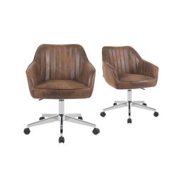 DUBI Möbel 2er-Set: Bürostuhl Mika-Noel in Braun - (B)60 x (H)80 x (T)61 cm | Gr.: onesize