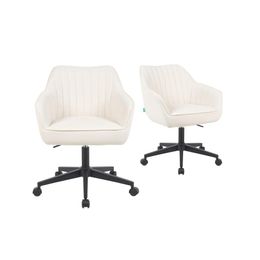 DUBI Möbel 2er-Set: Bürostuhl Mika-Elio in Creme - (B)60 x (H)80 x (T)61 cm | Gr.: onesize