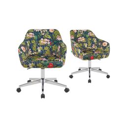DUBI Möbel 2er-Set: Bürostuhl Mika-Noel in Blumen - (B)60 x (H)80 x (T)61 cm | Gr.: onesize