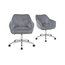 DUBI Möbel 2er-Set: Bürostuhl Mika-Noel in Grau - (B)60 x (H)80 x (T)61 cm | Gr.: onesize