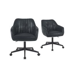 DUBI Möbel 2er-Set: Bürostuhl Mika-Elio in Schwarz - (B)60 x (H)80 x (T)61 cm | Gr.: onesize