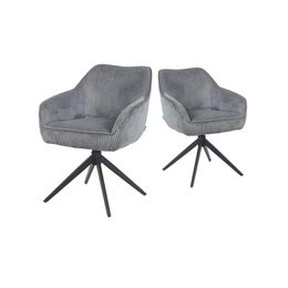 DUBI Möbel 2er-Set: Drehstuhl Mika-Kian in Grau - (B)60 x (H)82 x (T)61 cm | Gr.: onesize