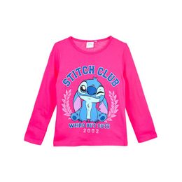 Lilo and Stitch Lilo & Stitch Langarmshirt Disney Stitch mit Glitzer in Dunkelpink | Gr.: 128