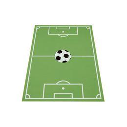 KADIMA DESIGN Kinderteppich waschmaschinenwaschbar Fußballfeld Kinderzimmer in Grün | Gr.: 80 x 150 cm