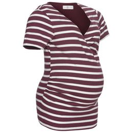 neun 9 monate Umstandsshirt in bordeaux/bordeaux-gestreift | Gr.: 40-42