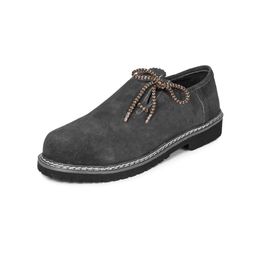 PAULGOS Haferlschuh Trachten Schn&uuml;rschuh Echtleder in Grau | Gr.: 46