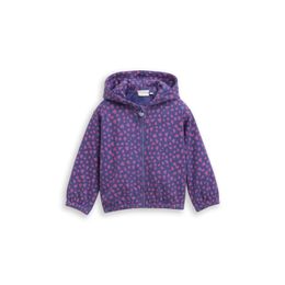 Tom Tailor Mädchen Cropped Hoodie Sweatjacke mit Allover-Print, blau, Gemustert, Gr. 92/98